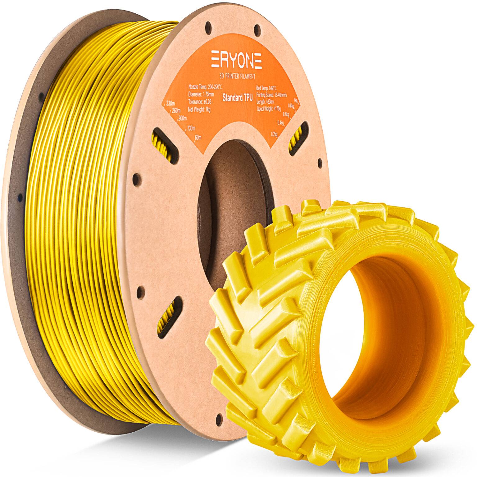 Eryone TPU Yellow Filament 175mm 1kg – Flexible High-Impact TPU - Xtrude 3D